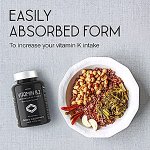 Vitamin K2 Capsules 100 mcg - Vitamin K Complex MK-7 & MK-4-60 Capsules - VIT K2 2 in 1 Formula High Strength Supplement MK7 MK4 - Made in USA - Vegan & Non-GMO
