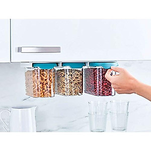 Joseph Joseph CupboardStore Airtight Easy Pour Food Container 3M Tape Undershelf Storage Hanger, 3-Piece Set - Large, Opal
