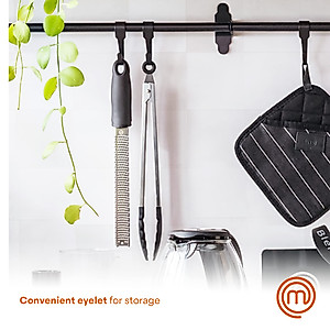 MasterChef Lemon Zester Grater with Handle, Kitchen Tool for Zesting Citrus Fruits & Finely Grating Parmesan Cheese, Garlic, Ginger, Coconut, Nutmeg, Wasabi, Chocolate etc, Stainless Steel, 12 inches