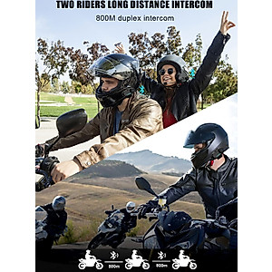FreedConn TCOM-VB Motorcycle Helmet Bluetooth Intercom Headset Communication Systems Kit, for 2 or 3 Riders, FM Radio/Mobile phone/MP3/GPS Connective/Range 800m / Handsfree (1 Set)