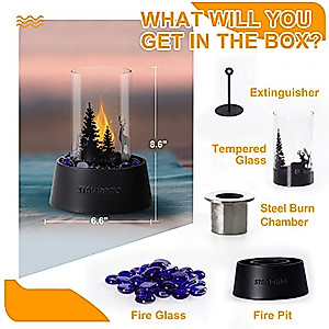 STAR PATIO Tabletop Fire Pit - Fire Bowl with Fire Glass, Ethanol Fire Pit, Unique Design Mini Personal Fireplace for Indoor & Garden - Bio Ethanol Fuel, Decor Birthday Gifts, FB001