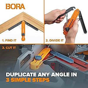 BORA MiteriX Compact Angle Finder Tool Gauge, Duplicates & Splits in Half for Precise Transfer to Miter Saw, Easy Corner and Angle Measuring & Duplicating - 530402