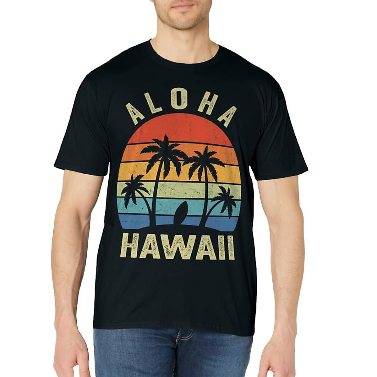 Aloha Hawaii Hawaiian Island Palm Beach Surfboard Surf T-Shirt
