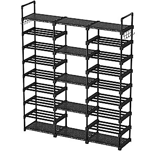 TIMEBAL Shoe Rack Storage Organizer Shoe Shelf Organizer for Entryway (9 Tiers 3 Rows, Black)