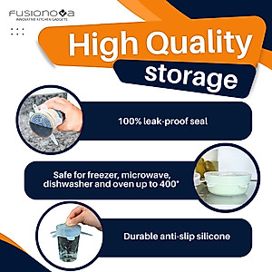 FUSIONOVA 6pcs Reusable Silicone Stretch Lids for Food Storage - Reusable Lids for Bowls - Silicone Lids for Food Storage - Reusable Food Wrap - Silicone Bowl Covers