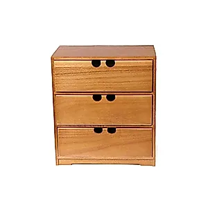 BIZOLE Desktop File Cabinet, Multilayer Wood Desktop Organizer Storage Box with Drawers for Monitor Stand/Printer Platform (Size : 3 Layer)