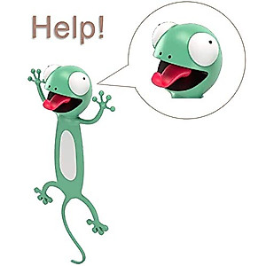 Lovely Bookmarks, Wakaka Funny 3D Cartoon Bookmark Animals Reading Bookmarks for Students Office Stationery Creative Gift Ideal for Boys Girls (Gecko)