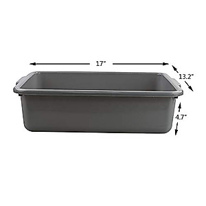 Rinboat 13 L Plastic Commercial Bus Tubs, Grey Plastic Dishwashing Tub, 4 Packs