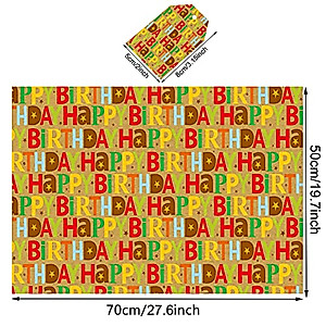 ZHULUOJI Kraft Wrapping Paper Birthday 8 Sheets Recyclable Wrapping Paper with 4 Gift Tags, Folded Flat Gift Wrap Paper Set, 19.7 in x 27.6 in Per Sheet