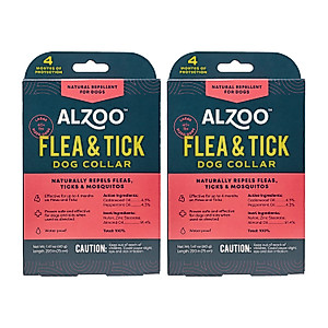ALZOO Flea & Tick Dog Collar, Helps Repel Fleas, Ticks & Mosquitoes, 100% Plant-Based Active Ingredients, Phthalates and PVC Free, for Large Dogs: 40+ lbs, Pack of 2