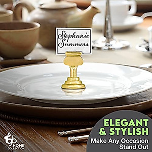 Gold Table Number Holders (12 Pack) - Metal Place Card Holder, Picture Holder, Weddings Menu Holder and Card Stand, Table Card Holder Stand, Table Number Stands, Photo Stand, Recipe Table Sign Holders