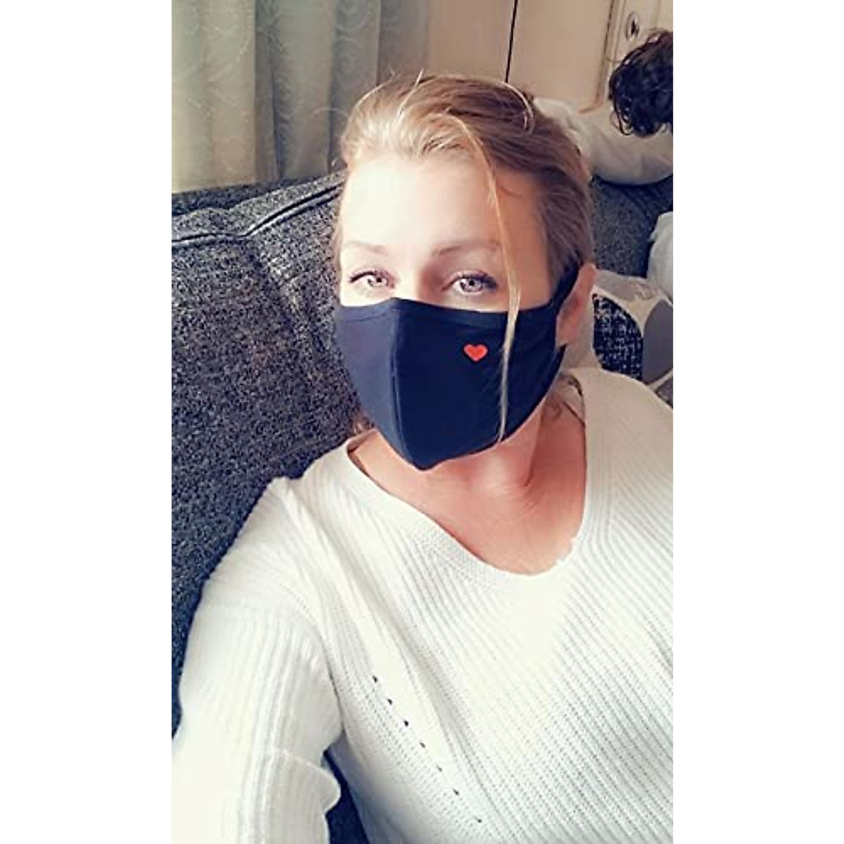 Fashion Cute Heart Face Protection with Adjustable Nose Bridge - Mothers Day Gifts, Gifts for Women, Unisex Cotton Cloth Heart Masks - Washable Reusable Warm for Outdoor Activities