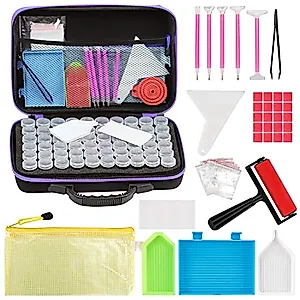 Diamond Painting Storage Containers,60 Slots Diamond Storage Box with Tools,Portable Bead Storage Container,Diamond Painting Accessories kit.