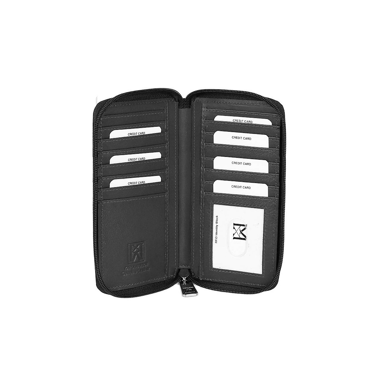 Karla Hanson Women's RFID Blocking Leather Continental Zip-around Wallet (Black)