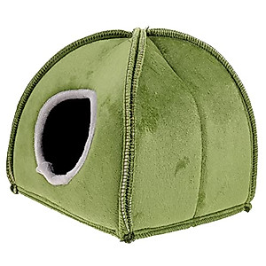 Ipetboom Ferrets Hamster 4pcs Cage Resting Pig Pet Place Breathable Accessories Small Sleeping Bedding Warm Comfortable Hideout Pets Guinea Animal Winter Warming Green Hut Plush Hedgehog Mini Bedding