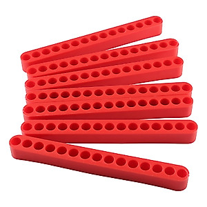 LDEXIN 20Pcs 15 Holes Hex Shank Screwdriver Bit Holder, Plastic Screwdriver Head Storage Case, Drill Bit Storage Case, Screwdriver Head Holder Organizer Fit for 1/4 Inch Hex Shank, Red