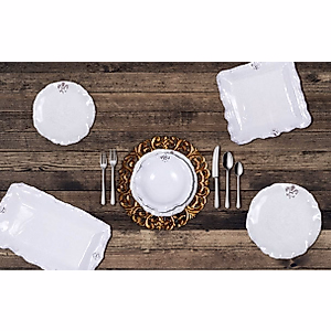 Abigails Fleur De Lis White Rectangular Platter, 11.5"x19"x2.5", Multi