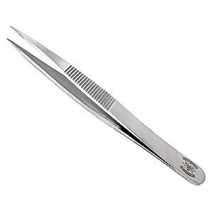 Scientific Labwres High Precision Stainless Steel Lab Tweezers/Forceps with Straight Medium Point with Serrated Grip