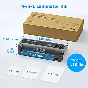 BONSEN Laminator Machine with Laminating Sheets 20 Pouches, 9-Inch Thermal Laminator for Home Office School Use, Personal 4-in-1 A4 Hot Cold Laminating Machine with Paper Trimmer and Corner Rounder