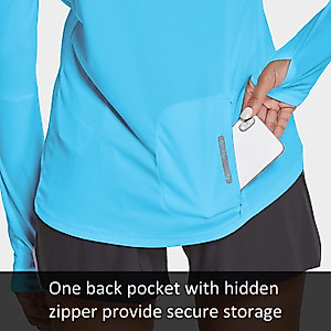 BALEAF Women's Hiking Long Sleeve Shirts with Face Cover Neck Gaiter UPF 50+ Lightweight Quick Dry SPF Fishing Running Hoddie Blue Size XL