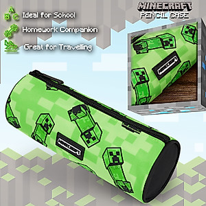 Minecraft Boy's Gamer School Pencil Case Round 22 cm Video Games Design Green
