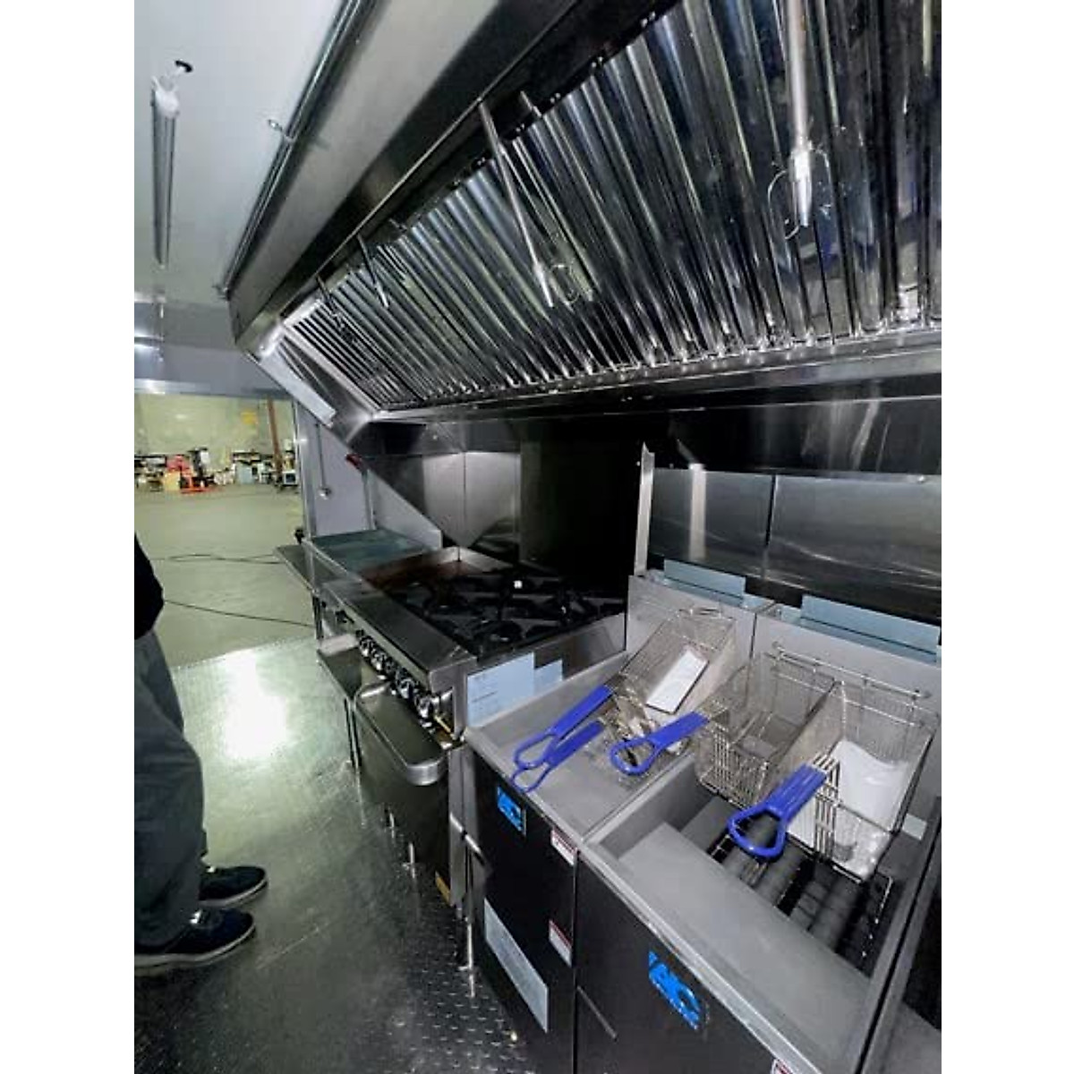 10' Integrated Exhaust Hood & Fan System with Kiddie Fire Suppression | Patent Pending Low Box Vent Hood with Double Exhaust Fan Louvers for Food Concession Trailer | Food Truck Equipment Made in USA