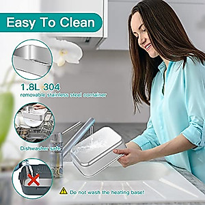 75W Electric Heated Lunch Box 1.8L Food Heater/Warmer Portable Heated Lunch Boxes (lonchera electrica para el almuerzo) for Car truck and Home - Leak Proof, Removable 304 Stainless Steel Container