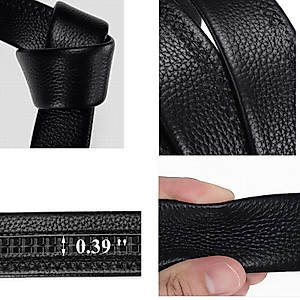 Bleiou 2 Pack Genuine Leather Belt 35''-43''Replacement Leather Belt No Holes Only 1 3/8" Width (Black & Brown)