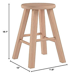 International Concepts 18-Inch Round Top Stool, Unfinished