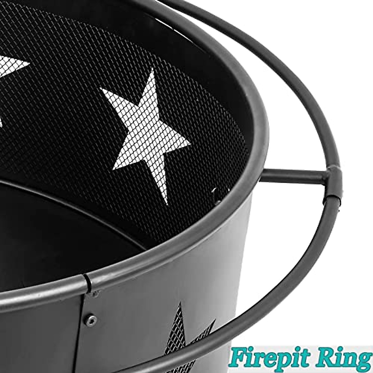 LMRSTOO Fire Pit 36inch for Outside Wood Burning Heavy Duty Fire Pits Firepit for Outdoor with Spark Screen & Waterproof Cover & Poker for Patio Fireplace Garden Picnic Backyard Camping Bonfire