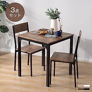 オーエスジェイ(OSJ) Round Dining 3-Piece Set, Dining Table, Dining Set, Dining Table, 2 Chairs, Width 27.6 inches (70 cm), Compact Size, 2 Seats, Stylish