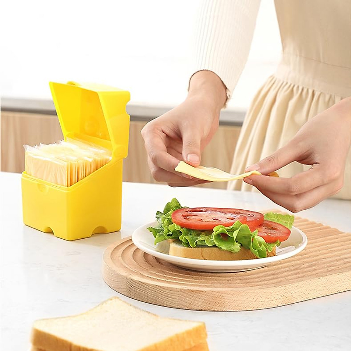 Pyrrhiax Cheese Storage Cheese Keeper Sliced Cheese Container for Fridge With Flip Lid Butter Block Cheese Slice Storage (1pcs)