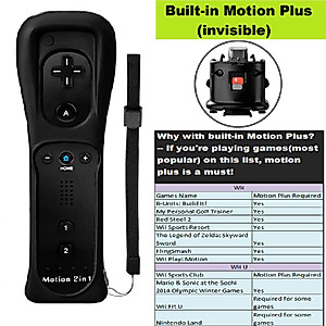 Motion Plus Remote Controller Compatible with Wii, TechKen Built-in 2 in 1 Remote Motion Nunchuck Controller with Silicon Case Compatible Nintendo Wii and Wii U