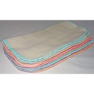 1 Ply Organic Flannel Washable Baby Wipes 8 x 8 Inches 10 Pack Assorted Pastel Set