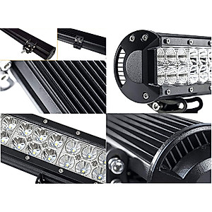 TURBO SII 12 Inch LED Light Bar Spot Flood Combo Beam 180W Double Row Light Bar Off Road Driving Led Work Lights for UTV ATV Truck Boat Waterproof