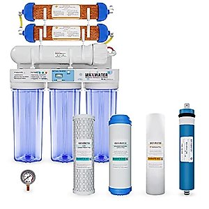 Max Water 6 Stage 100 GPD (Gallon Per Day) RODI (Reverse Osmosis Deionization) Water Filtration System for Aquarium and Hydroponics