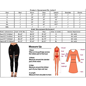 TKMUNY Women's High Rise Stretch Skinny Ripped Jeans Distressed Denim Leggings (XL) Black