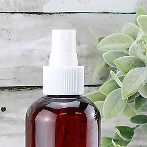 Cornucopia 8oz Amber Brown PLASTIC Spray Bottles with White Fine Mist Atomizers (6-Pack); Brown Plastic Spritzer Bottles