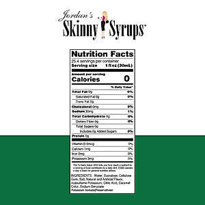 Jordan's Skinny Syrups Sugar Free Coffee Syrup, Irish Cream Flavor Drink Mix, Zero Calorie Flavoring for Lattes, Protein Shake, Food & More, Gluten Free, Keto Friendly, 25.4 Fl Oz, 1 Pack