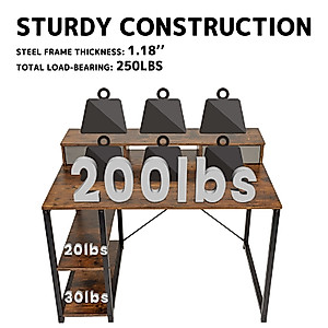 TOPSKY 47”x 31.5” Computer Desk with Drawers, Monitor Stand, Storage Shelf, 3-Port Charging Station (Bamboo)