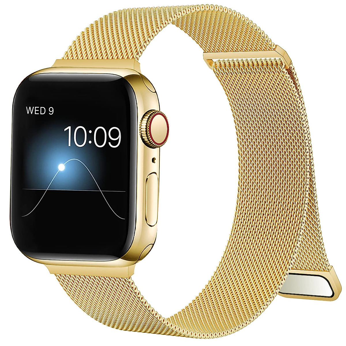 ZXCASD Metal Bands Compatible with Apple Watch Band 38mm 40mm 41mm Women Men,Gold Loop Adjustable Mesh Strap for iWatch Series 9 8 7 6 5 4 3 2 1 SE