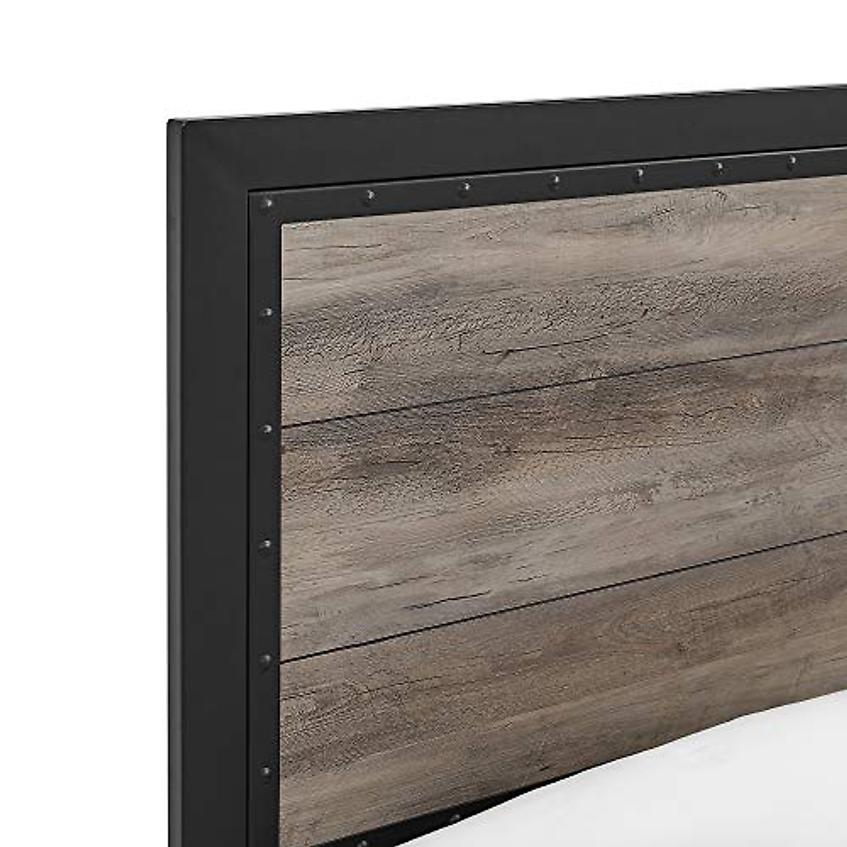 Home Accent Furnishings Rustic Queen Industrial Wood and Metal Bed - Includes Head and Footboard