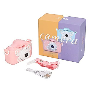 Kids Digital Camera 20MP Easy Operation Pink Cartoon Style Camera Video Recording Child Camera for Photo Game Outdoor