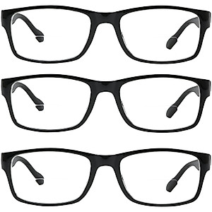 Yogo Vision Bifocal Reading Glasses for Men and Women Rectangle MultiFocal Readers with Spring Hinges Retro Design Black 2.75