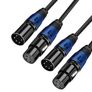 Seefeful (11.8inch /2Pack) 3 Pin XLR Female to 5 Pin XLR Male Audio Cable for Microphone DMX Stage Light Turnaround ，XLR3Fto XLR5M Adapter Cable
