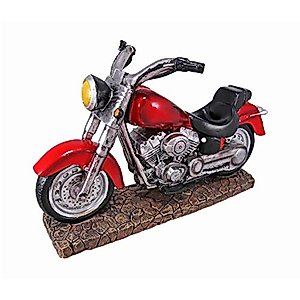 DWK Vintage Red Motorcycle Wine Bottle Holder | Countertop Wine Rack for The Home | Wine Bar Décor | Wine Accessories | Kitchen Décor | Wine Storage | Kitchen Accessories - 13"