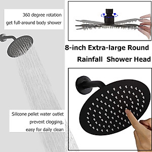 LIWEIKE Matte Black 3 Handles Shower Faucet Set with Tub Spout,Stainless Steel Tub and Shower Faucet Set with Valve,Wall Mounted,ASSB05U