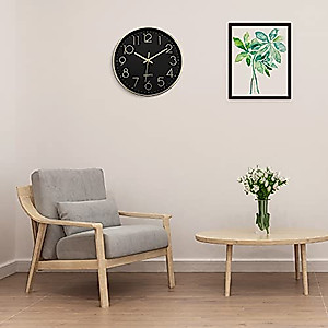 Foxtop 12 Inch Gold Wall Clock Silent Non-Ticking Battery Operated Round Wall Clock Modern Simple Style for Office School Living Room Home Kitchen Bedroom Decor