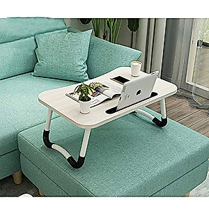 Widousy Laptop Bed Table, Breakfast Tray with Foldable Legs, Portable Lap Standing Desk, Notebook Stand Reading Holder for Couch Sofa Floor Kids - Standard Size（White）