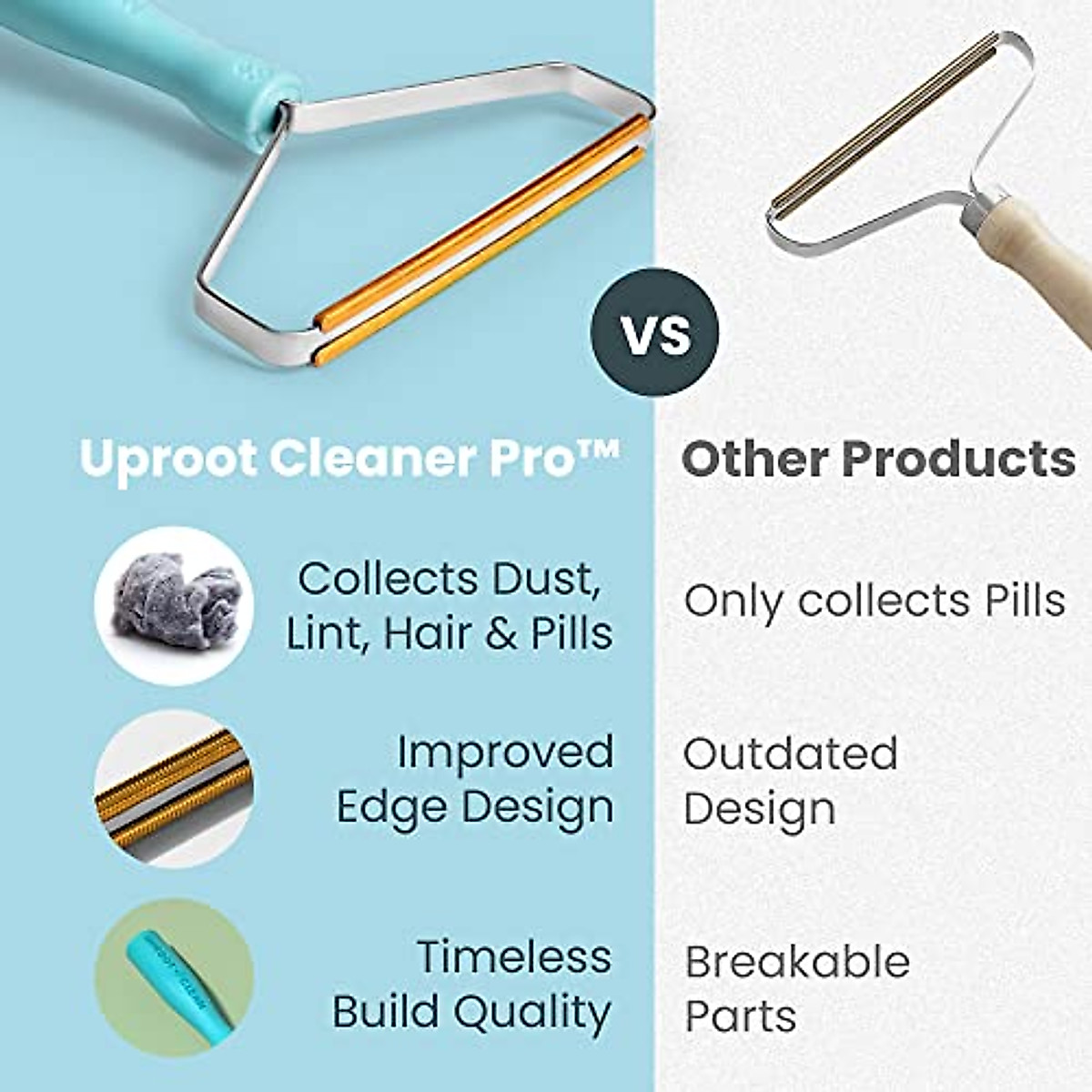 Uproot Cleaner Pro Reusable Cat Hair Remover - Special Dog Hair Remover Multi Fabric Edge and Carpet Scraper by Uproot Clean - Easy Pet Hair Remover for Couch, Pet Towers & Rugs - Gets Every Hair!